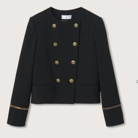 Mango | Jackets & Coats | New Mango Black Double Breasted Gold Button ...